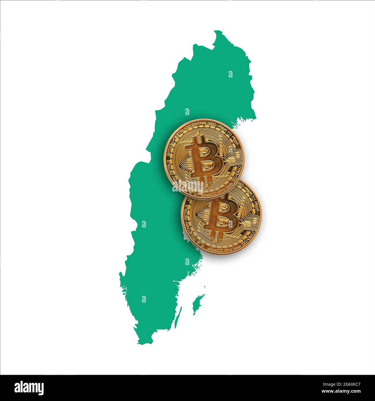 Bitcoin cryptocurrency coin on a map of Sweden Stock Photo - Alamy