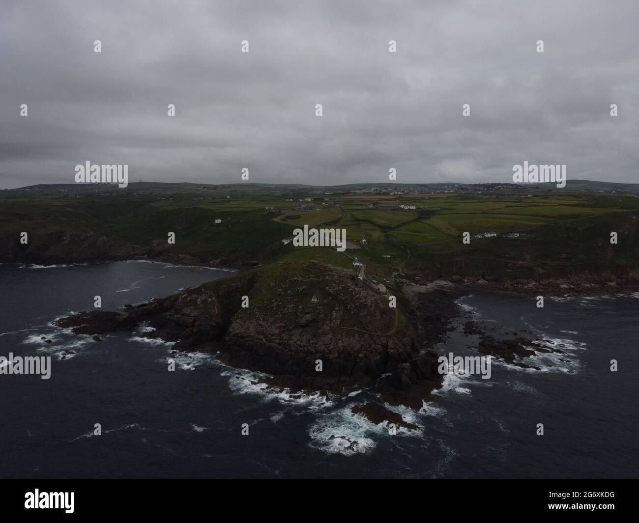 Cape cornwall aerial drone england uk Stock Photo - Alamy