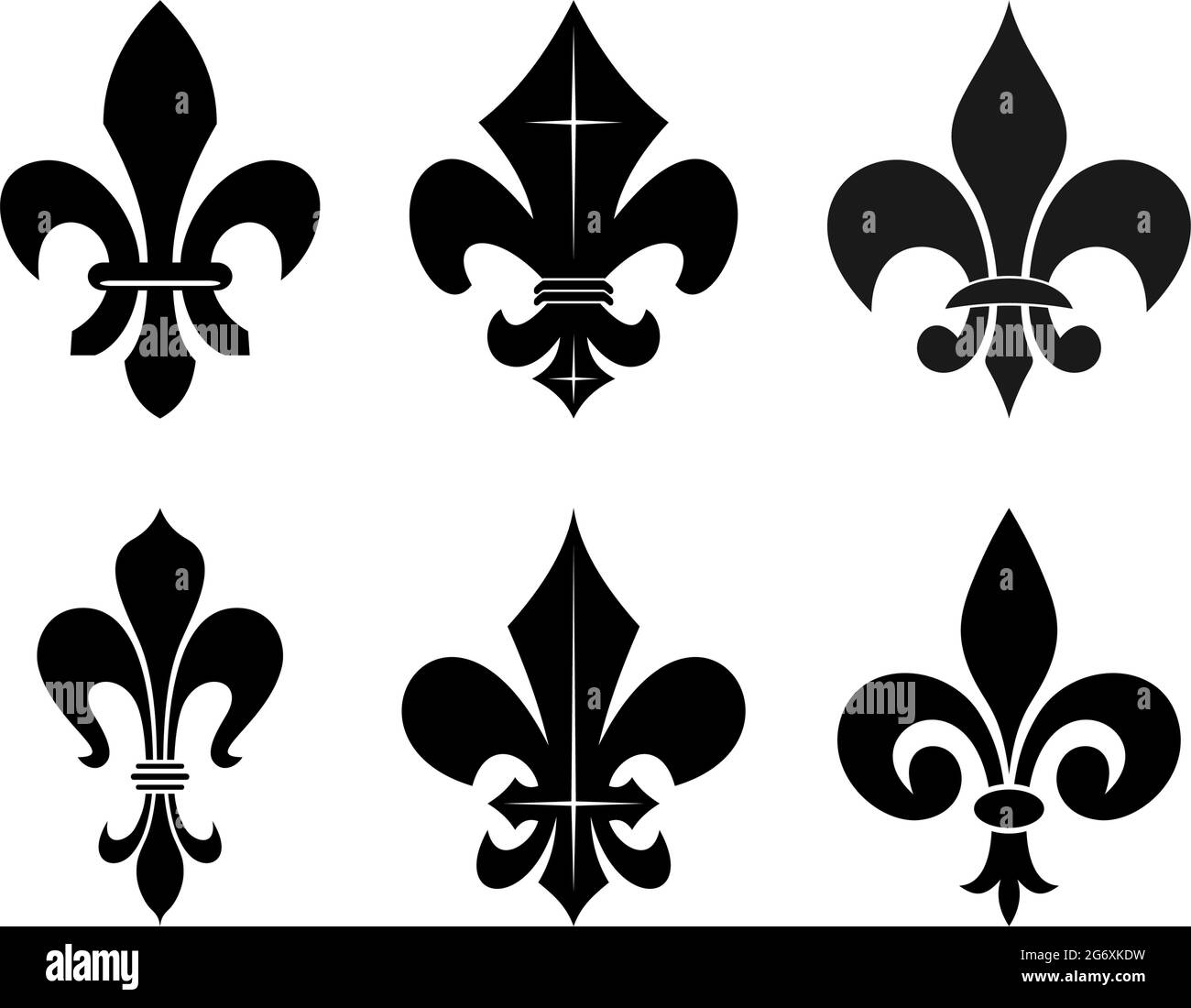 Lily flower symbol in different variations on a white isolated ...