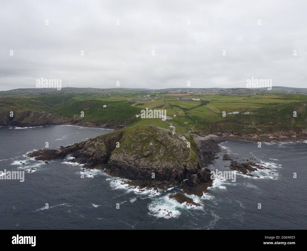 Cape cornwall aerial drone england uk Stock Photo - Alamy
