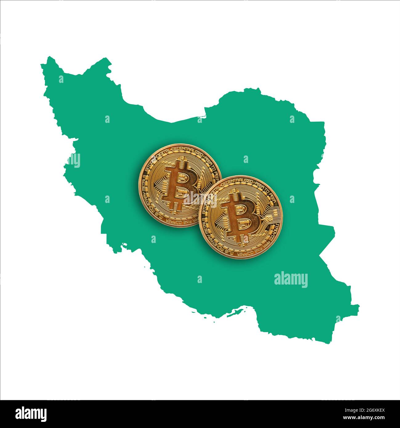 Bitcoin cryptocurrency coin on a map of Iran Stock Photo - Alamy