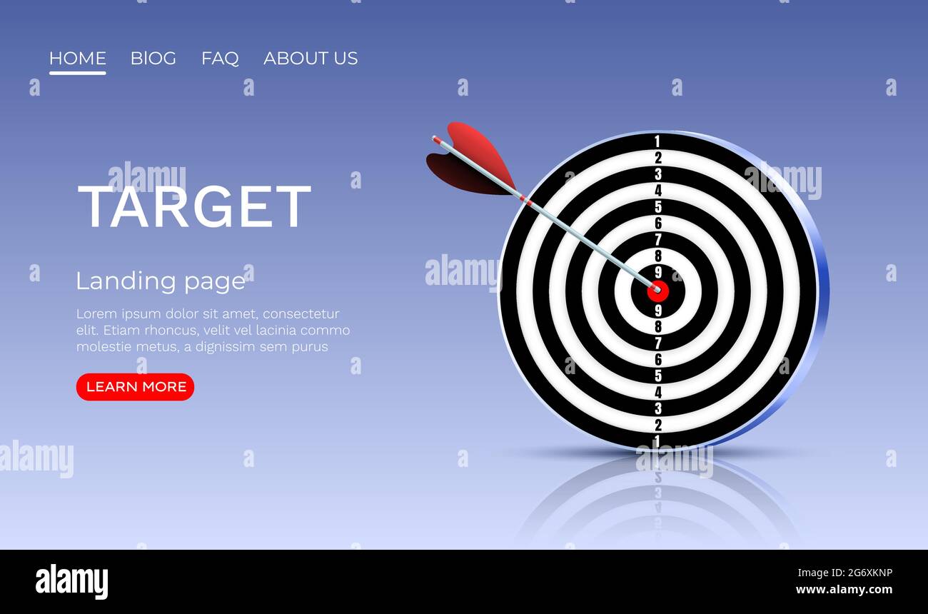 Target landing page, banner business 3d icon. Vector illustration Stock ...