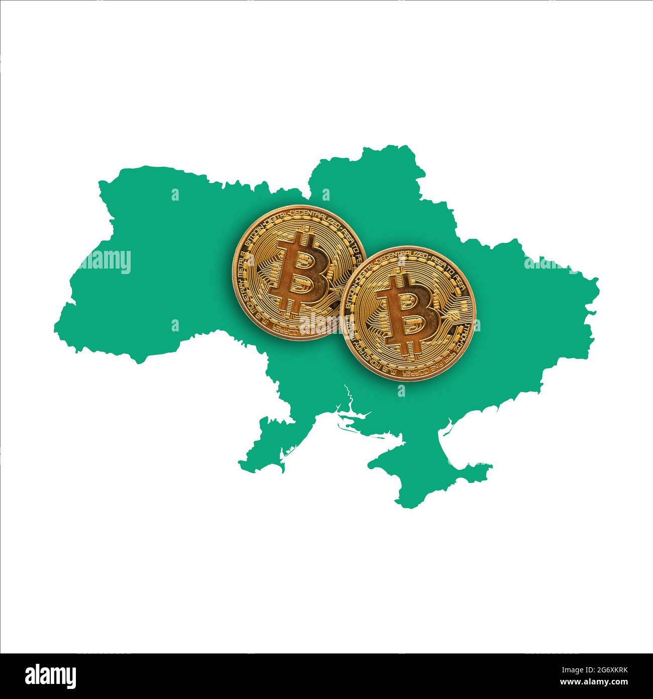 Bitcoin cryptocurrency coin on a map of Ukraine Stock Photo - Alamy