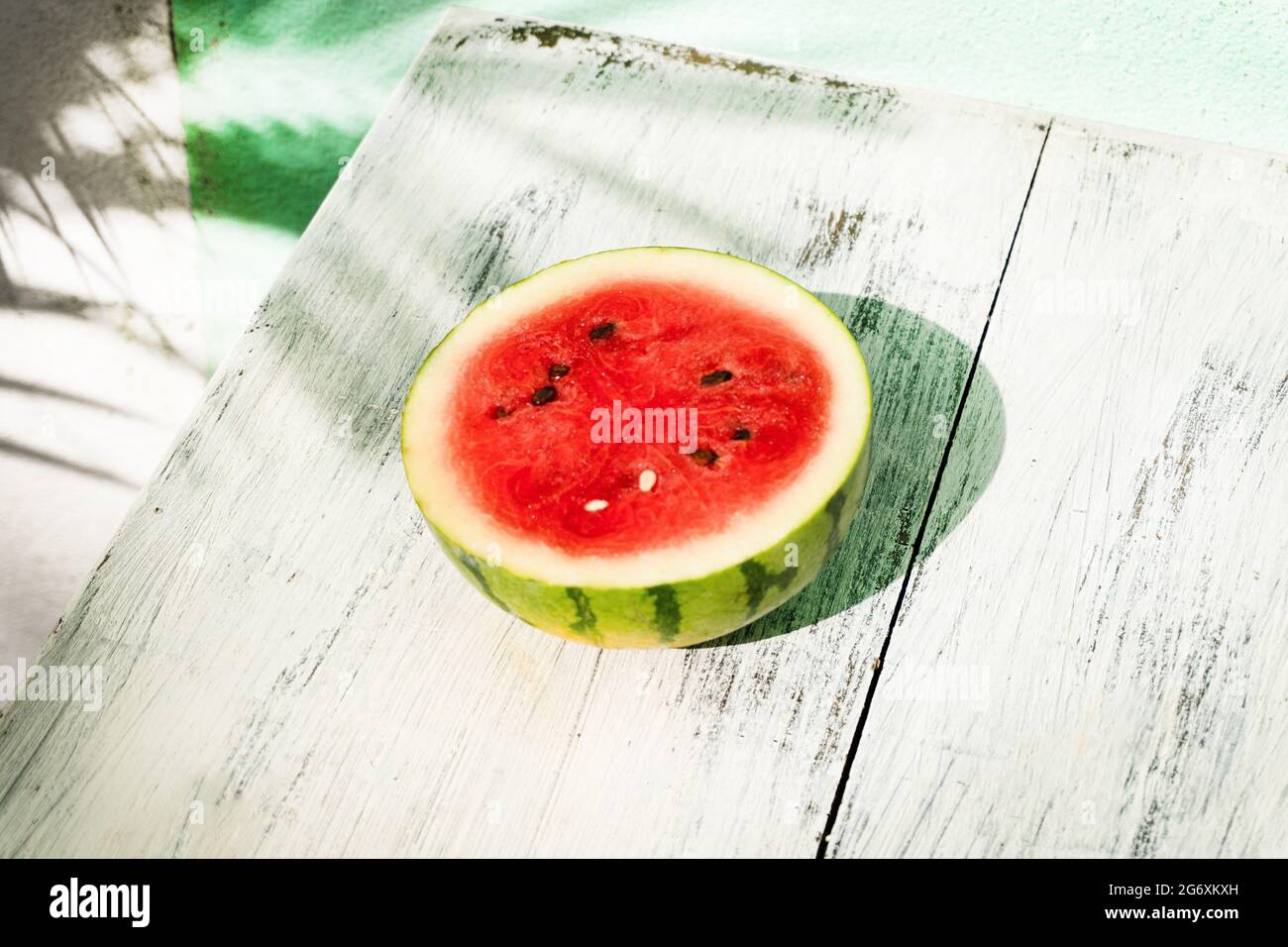 Watermelon, tropical fruit on a bright background, modern minimalist ...