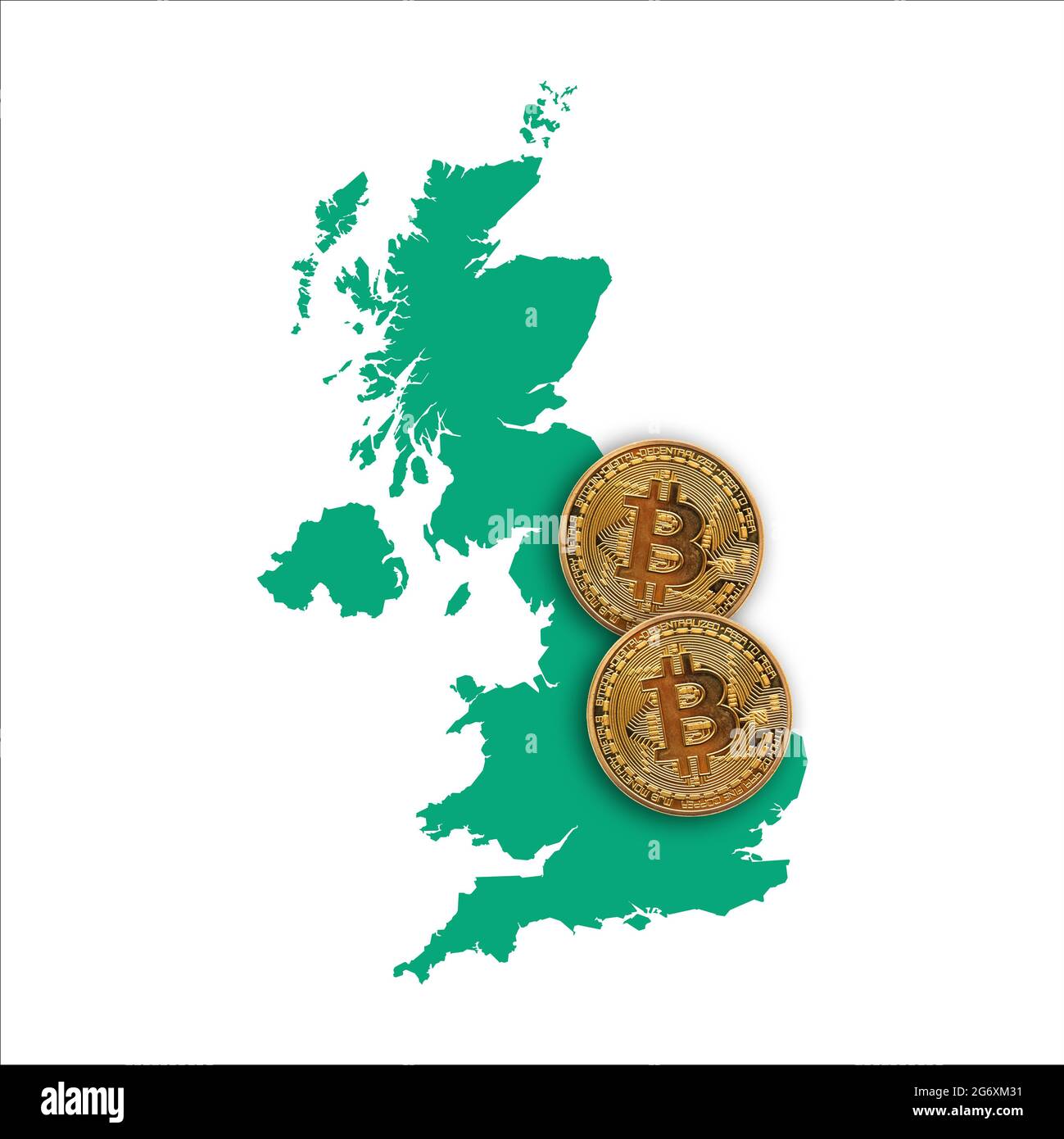 Bitcoin cryptocurrency coin on a map of United Kingdom Stock Photo - Alamy