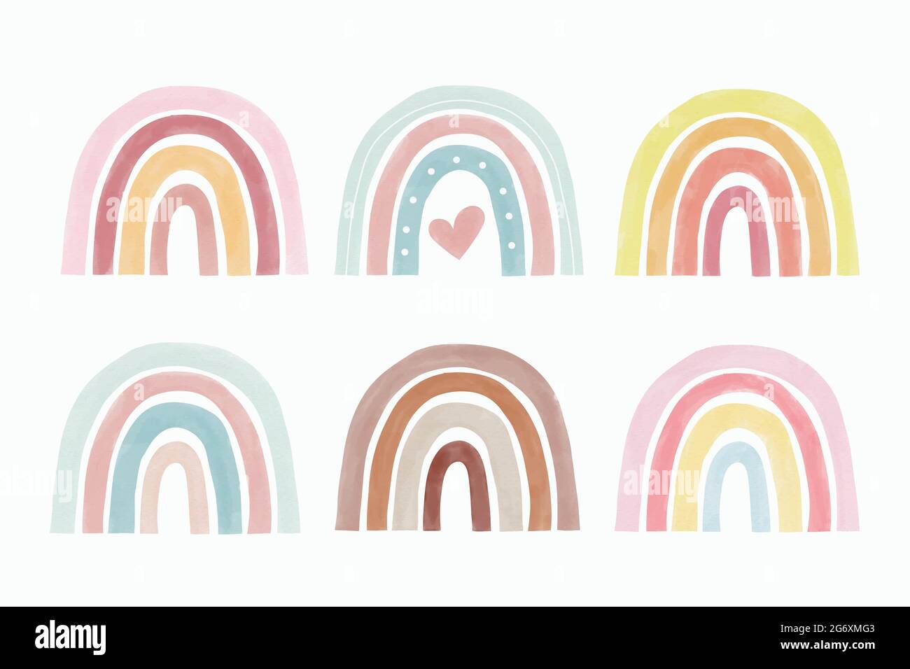 Watercolor pastel color rainbows collection Stock Vector Image & Art ...