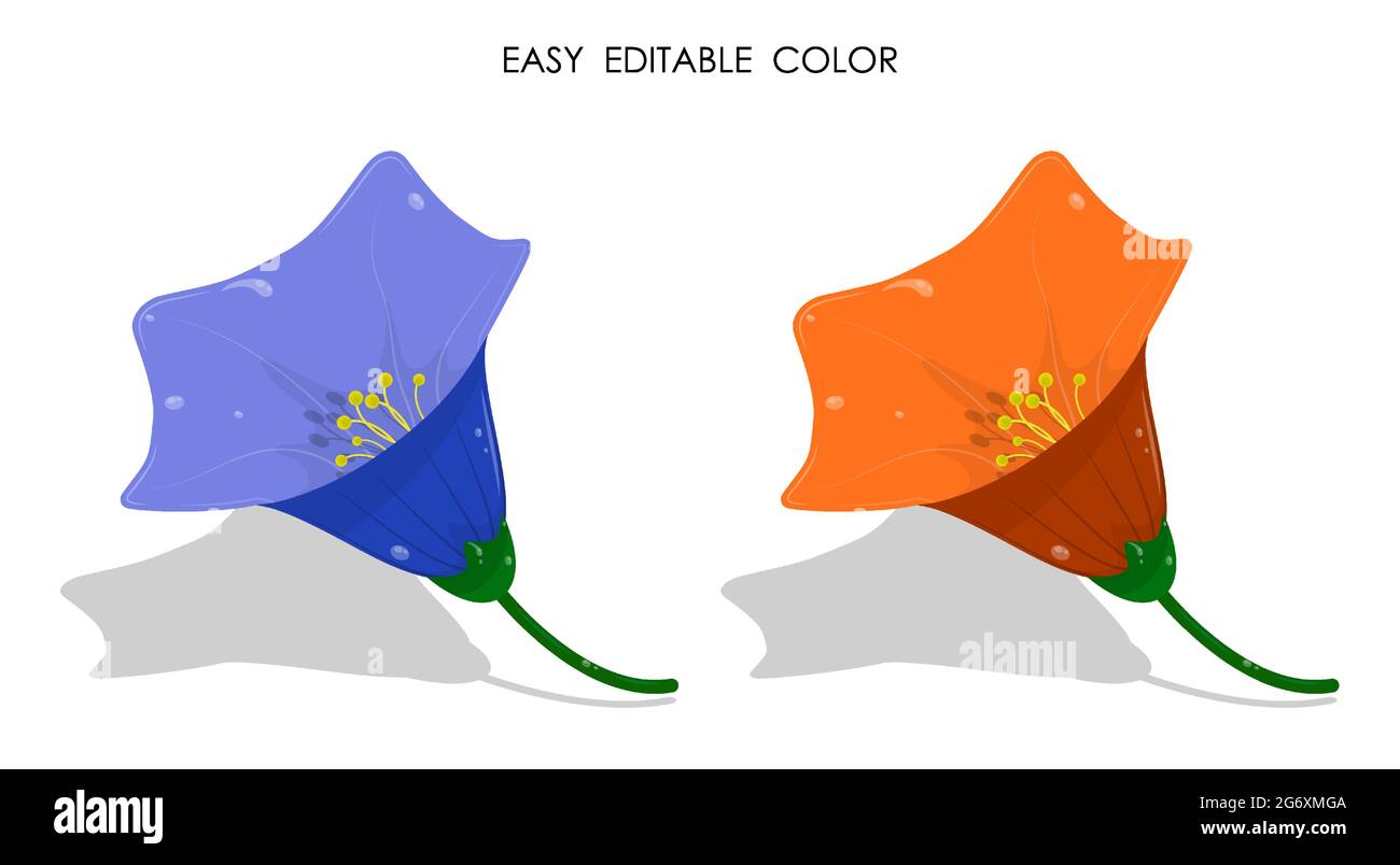 Realistic flower bell in cartoon style. Summer flowers for bouquet and ...