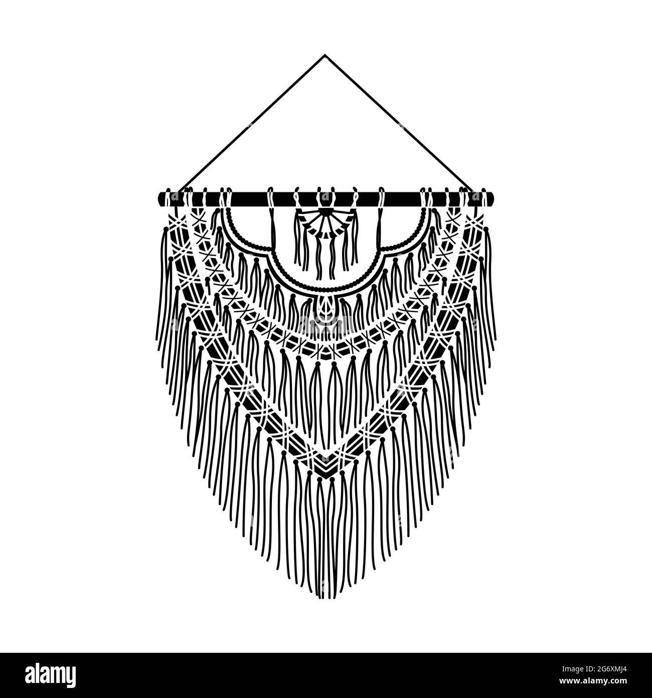 Vector illustration of macrame mural in boho style. Simple style Stock ...