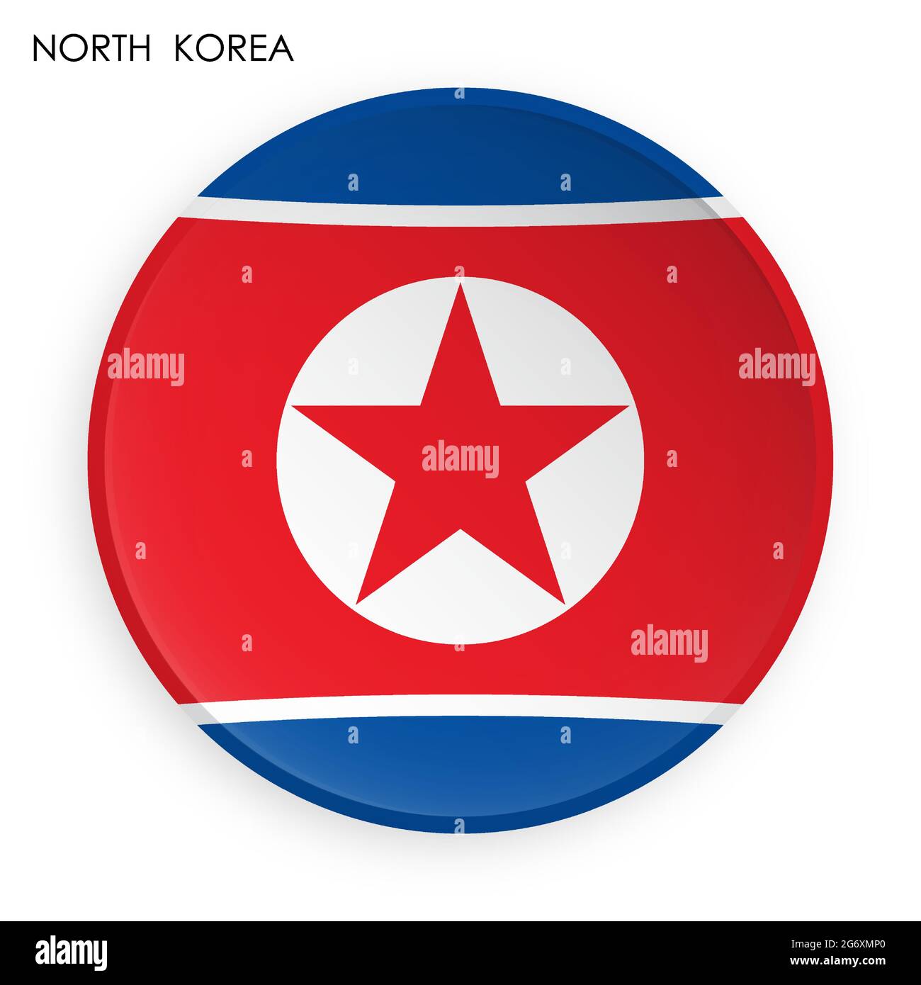 DPRK, North Korea flag icon in modern neomorphism style. Button for ...