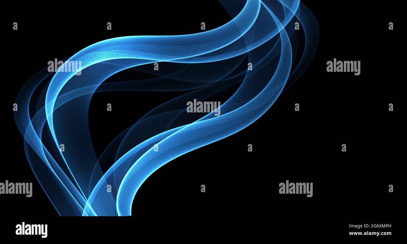Abstract blue turquoise smoke Waves. Shiny moving lines design element ...