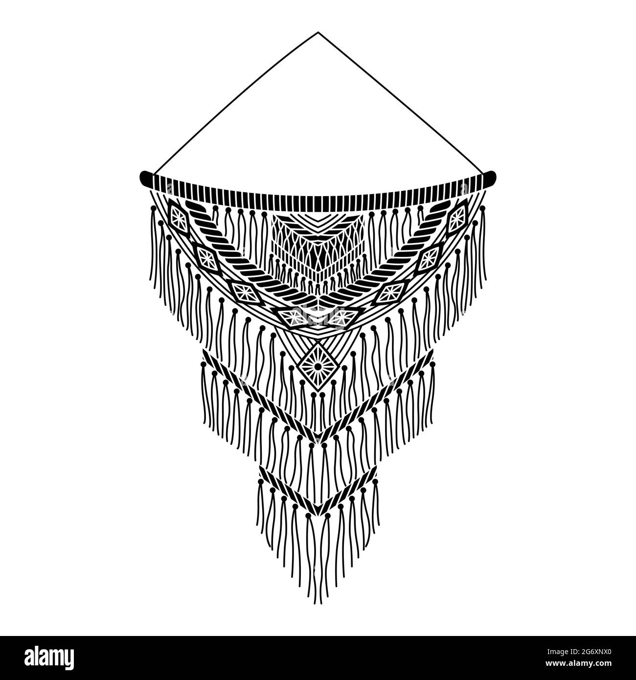 Vector illustration of macrame mural in boho style. Simple style Stock ...