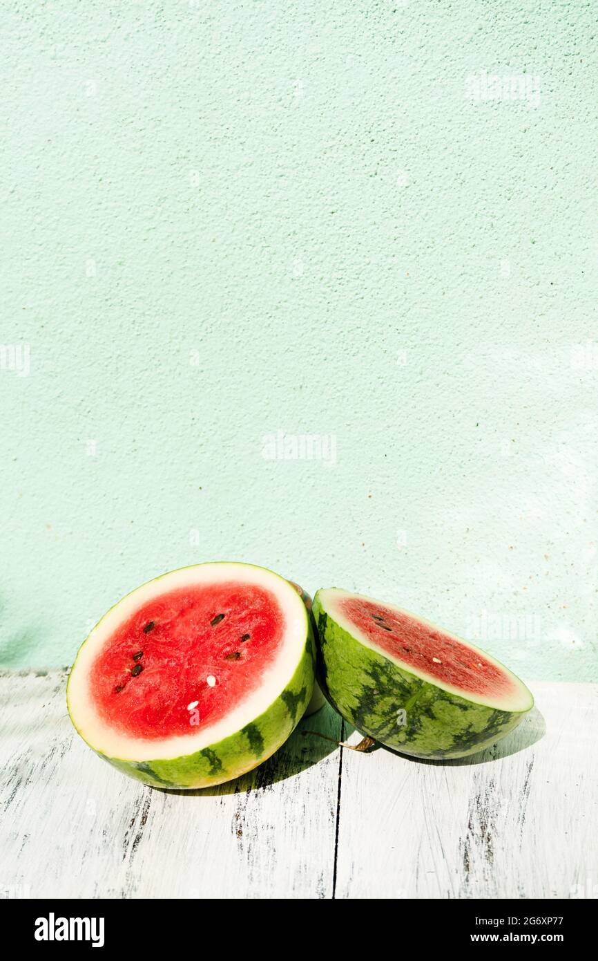 Watermelon, tropical fruit on a bright background, modern minimalist ...