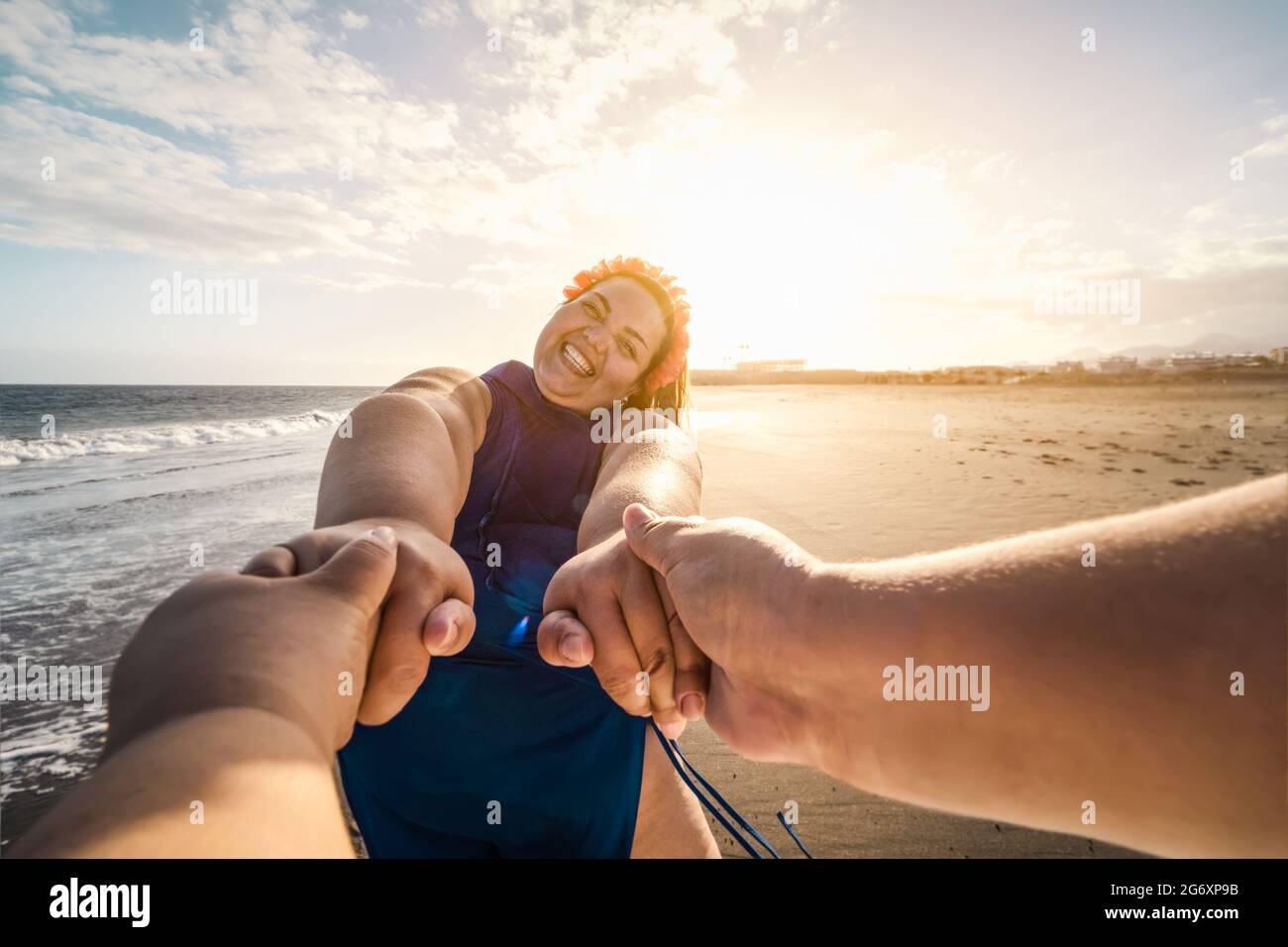 Fat women on beach hi-res stock photography and images - Alamy