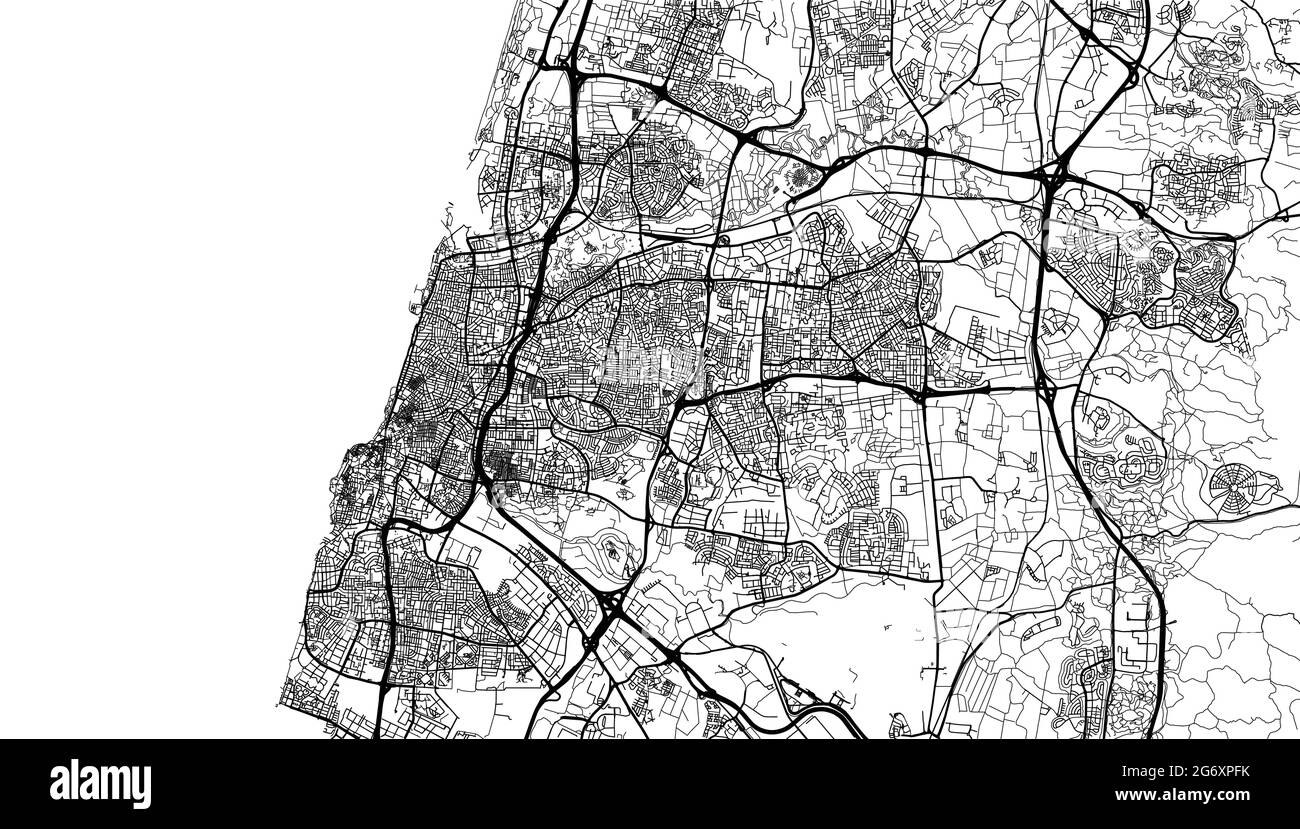 Urban vector city map of Tel Aviv, Israel, middle east Stock Vector ...