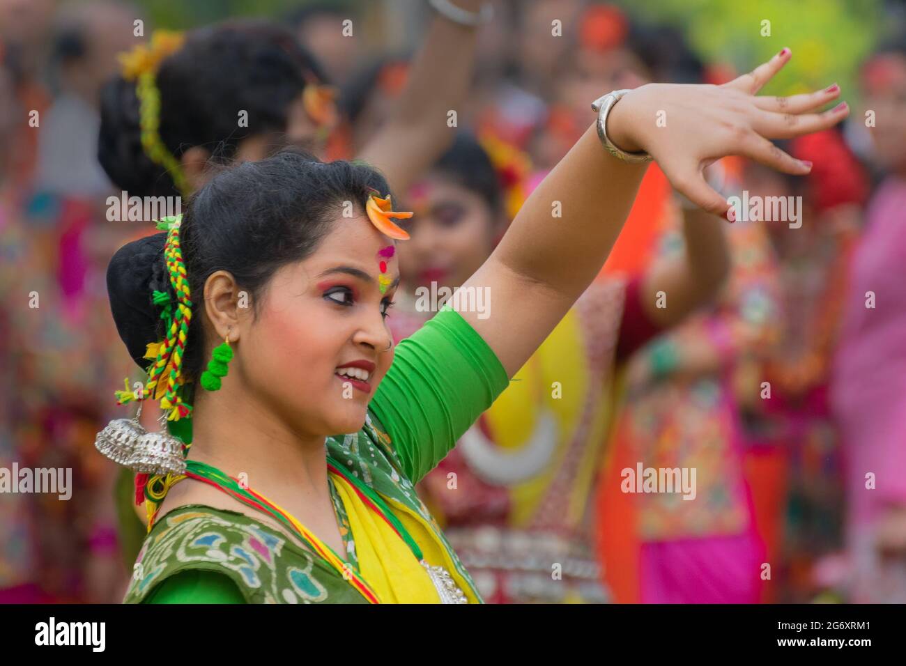 KOLKATA , INDIA - MARCH 12, 2017: Dancing pose of girl dancer, dressed ...