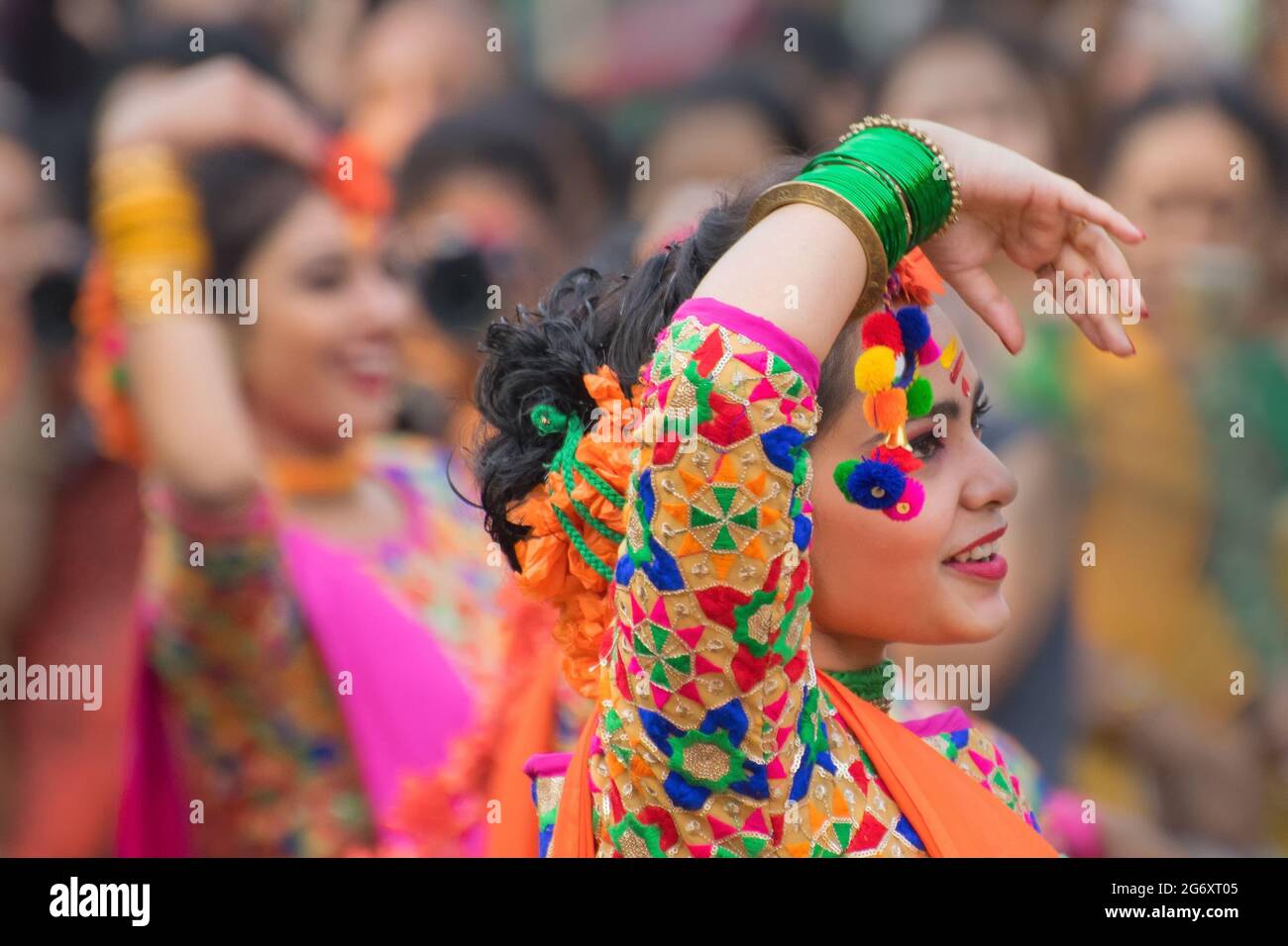 KOLKATA , INDIA - MARCH 12, 2017: Dancing poses of girl dancers ...
