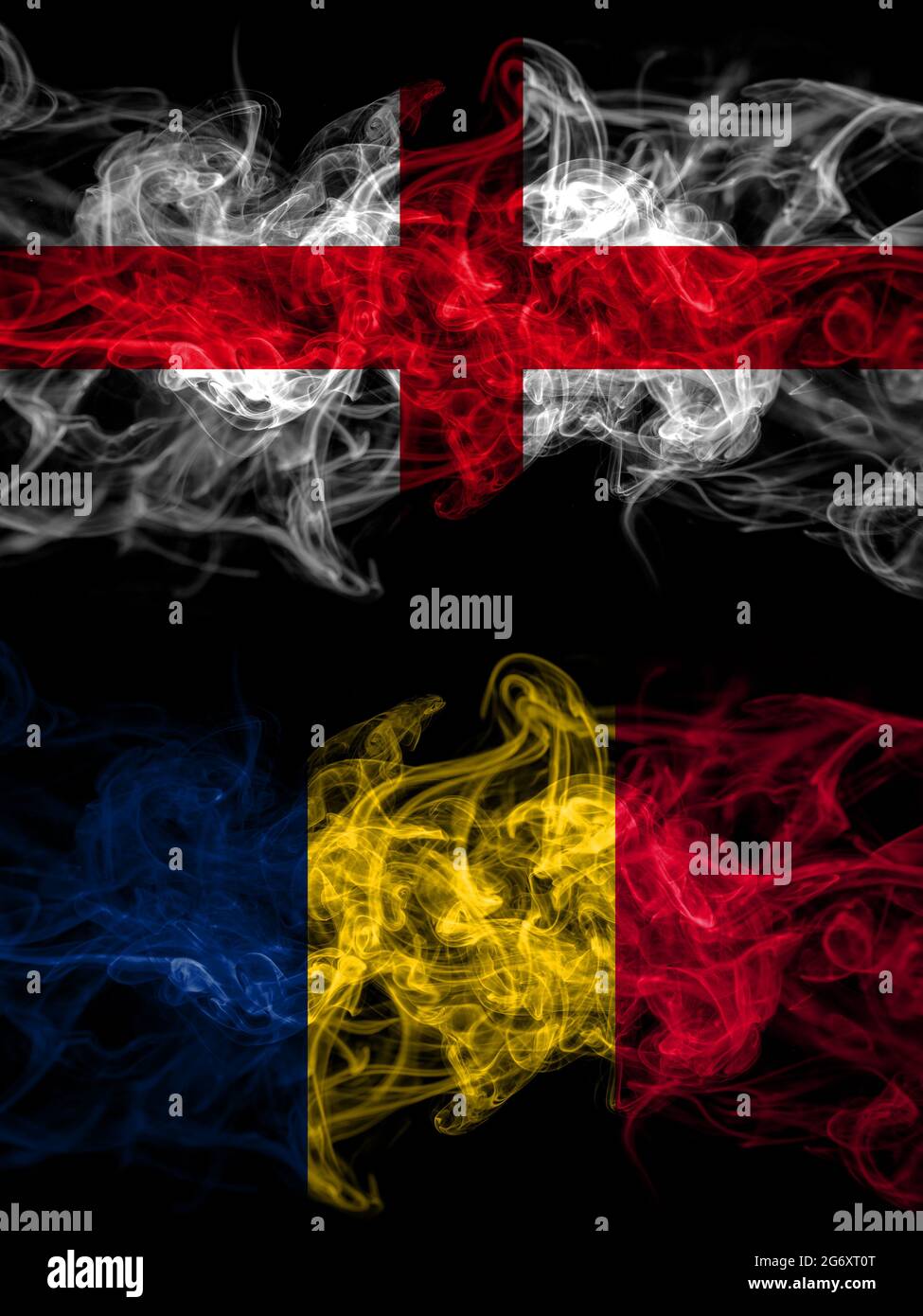 Flag of England, English and Chad, Chadian countries with smoky effect ...