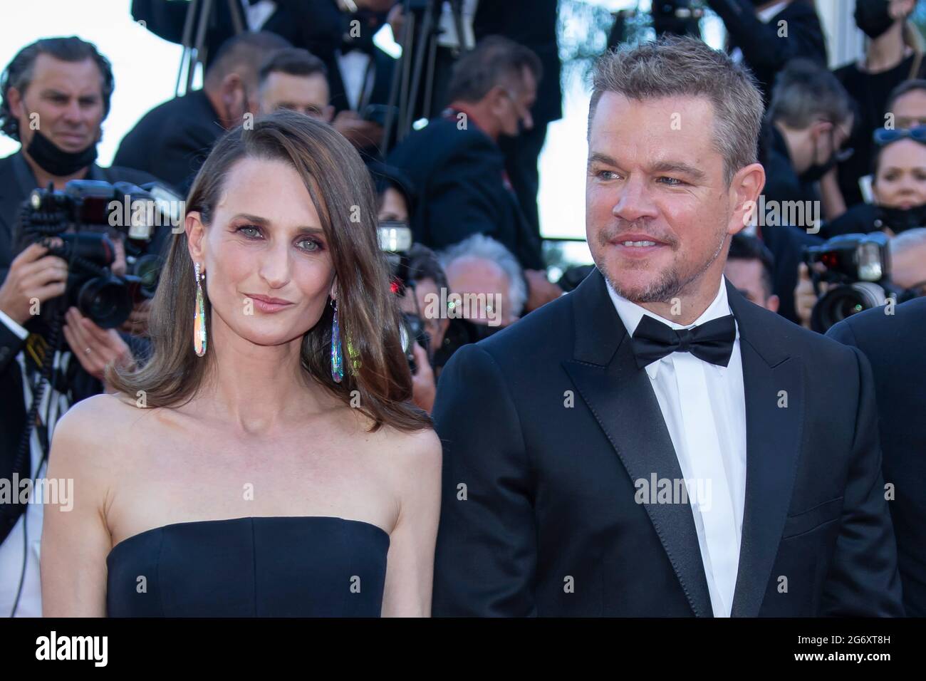 Camille Cottin and Matt Damon attend the "Stillwater" screening during ...