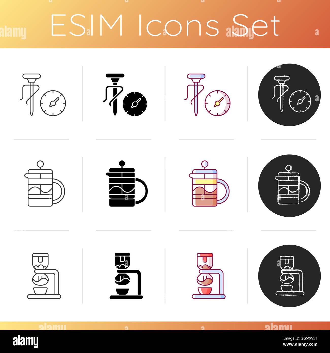 Coffee preparation icons set Stock Vector Image & Art - Alamy