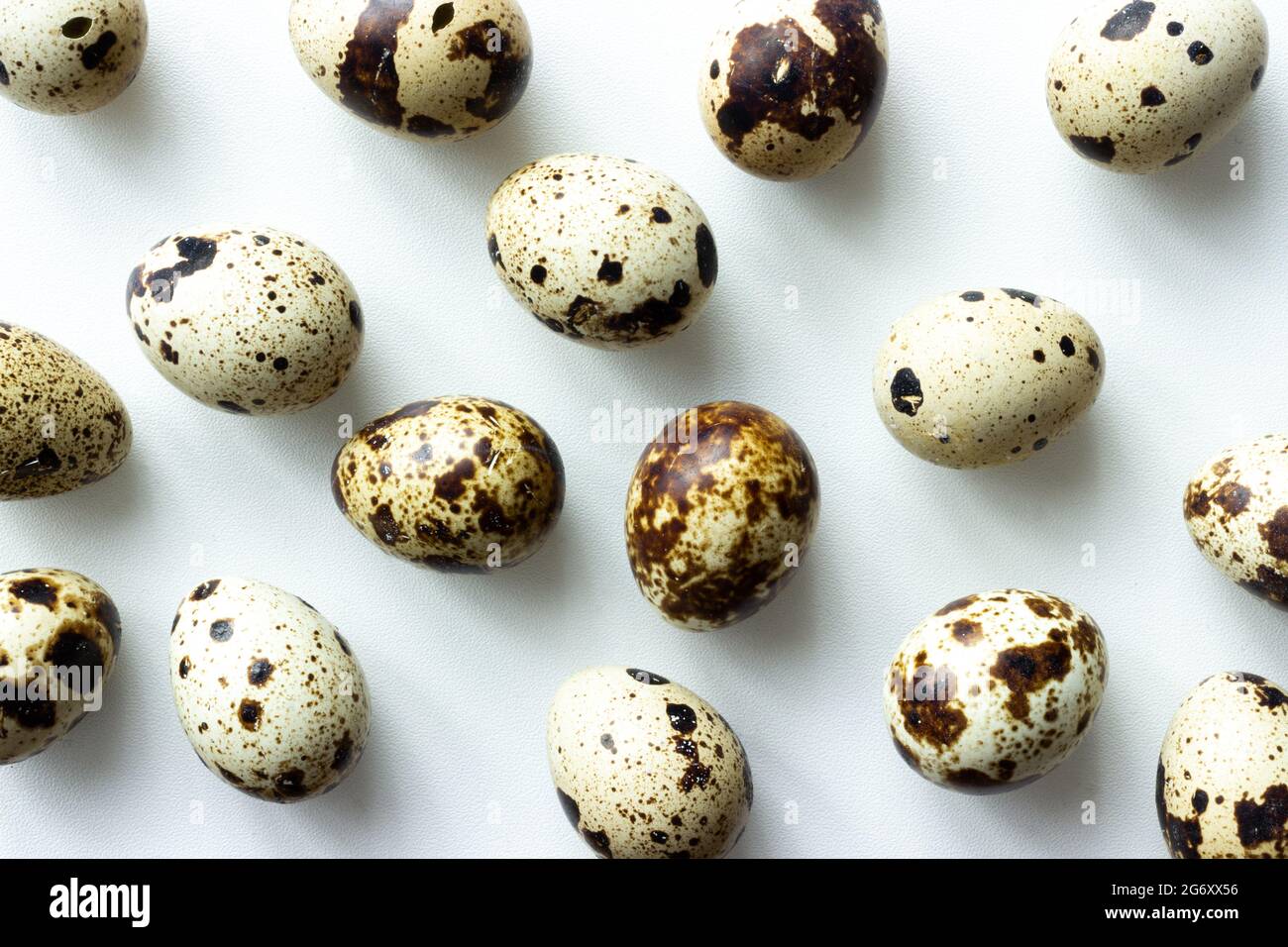 Quail's eggs isolated on white background; creative design; abstract ...