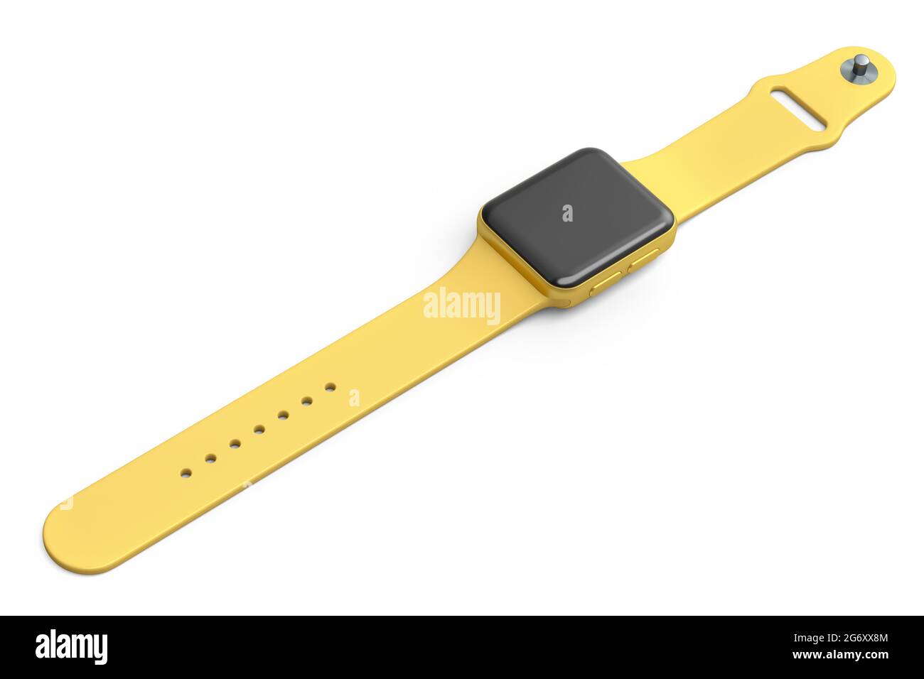 Stainless gold smart watch with gold strap isolated on white background ...