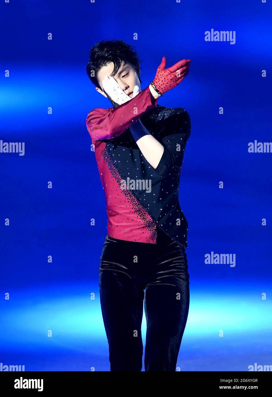 Japanese figure skater Yuzuru Hanyu takes part in the Dreams on Ice ...