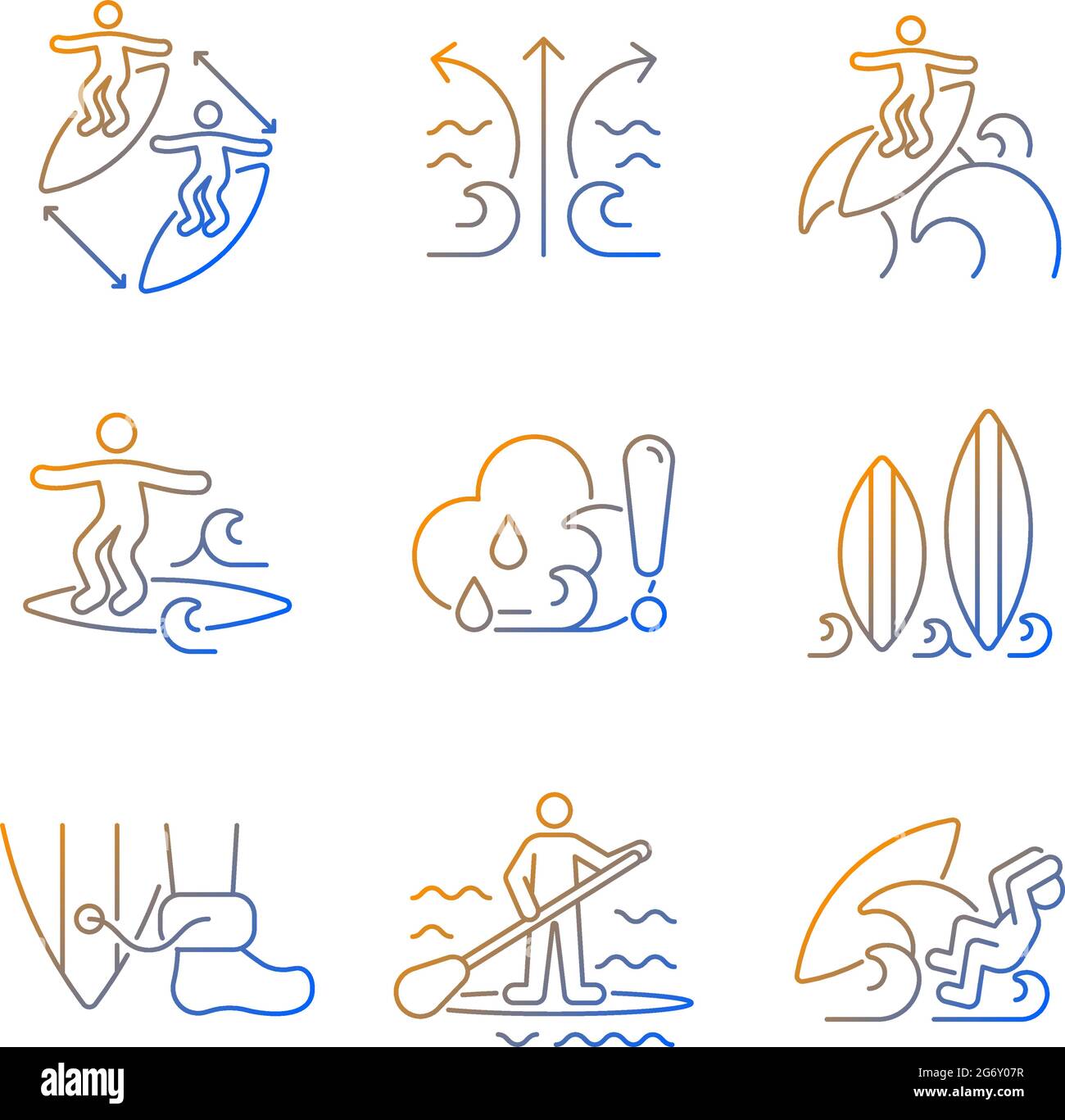 Water activities gradient linear vector icons set Stock Vector Image ...