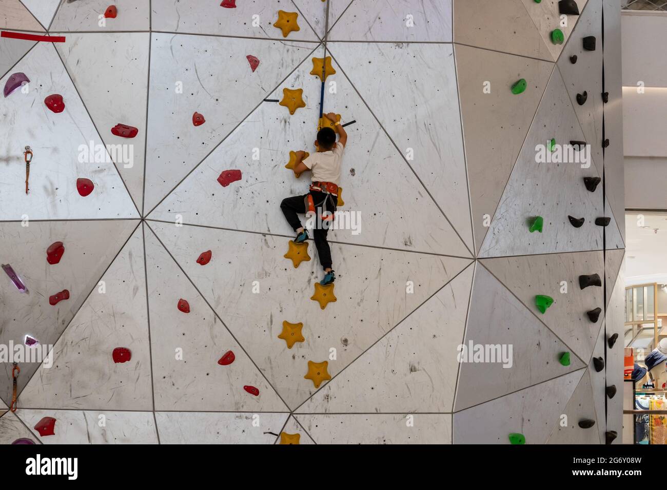SHANGHAI, CHINA - JULY 9, 2021 - Climbers climb on the world's highest ...