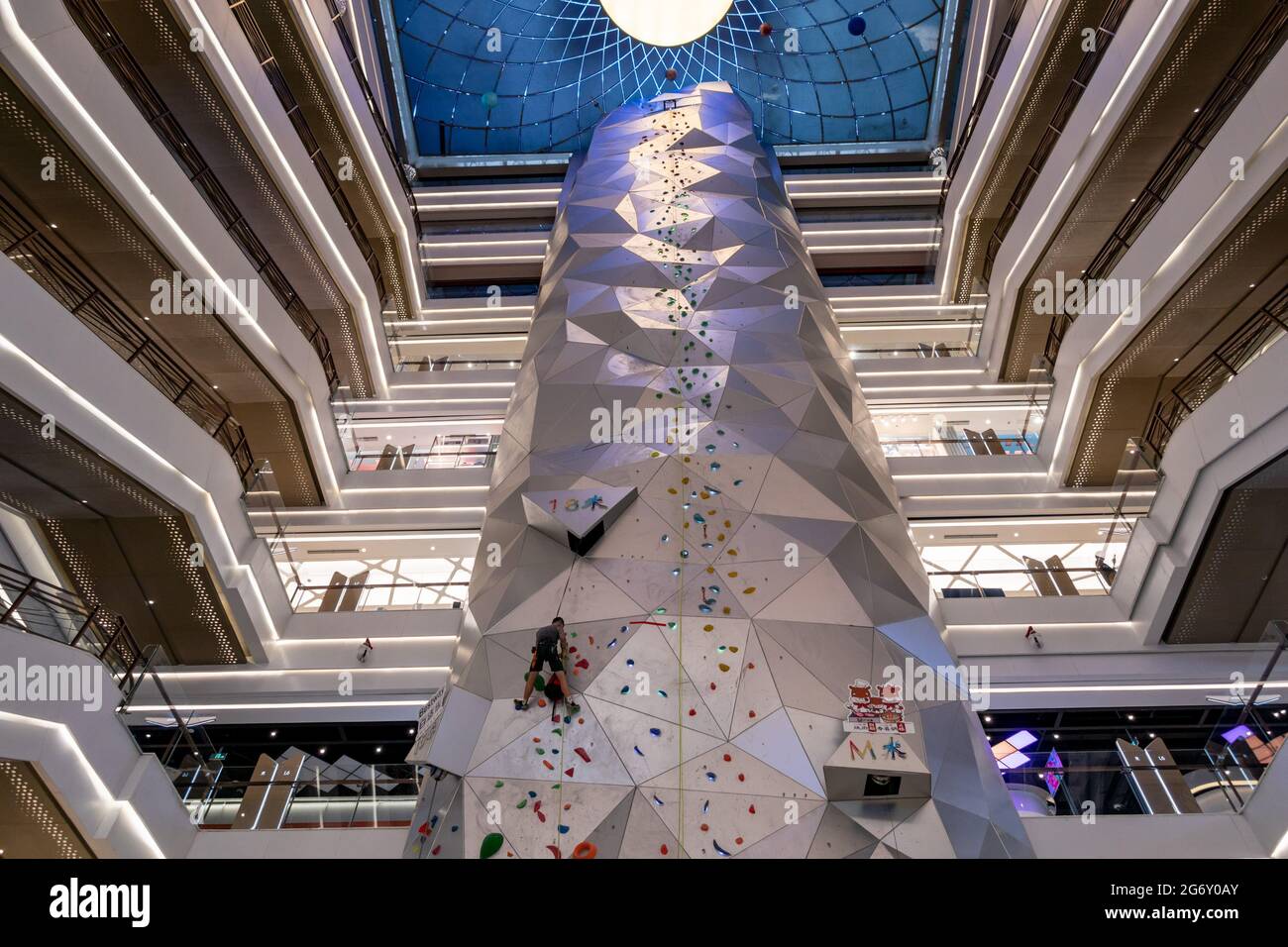 SHANGHAI, CHINA - JULY 9, 2021 - Climbers climb on the world's highest ...