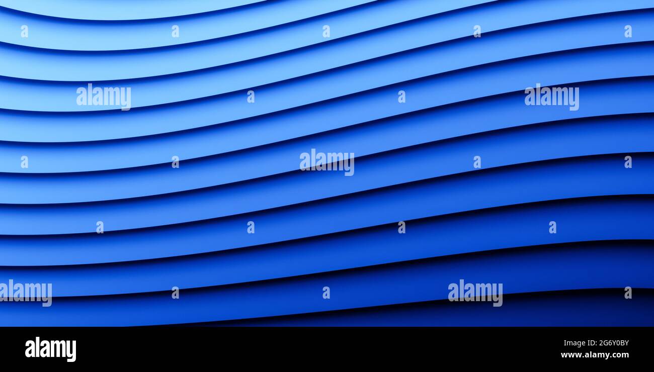 Blue wavy flowing bands, elegant lines or curves, abstract virtual ...