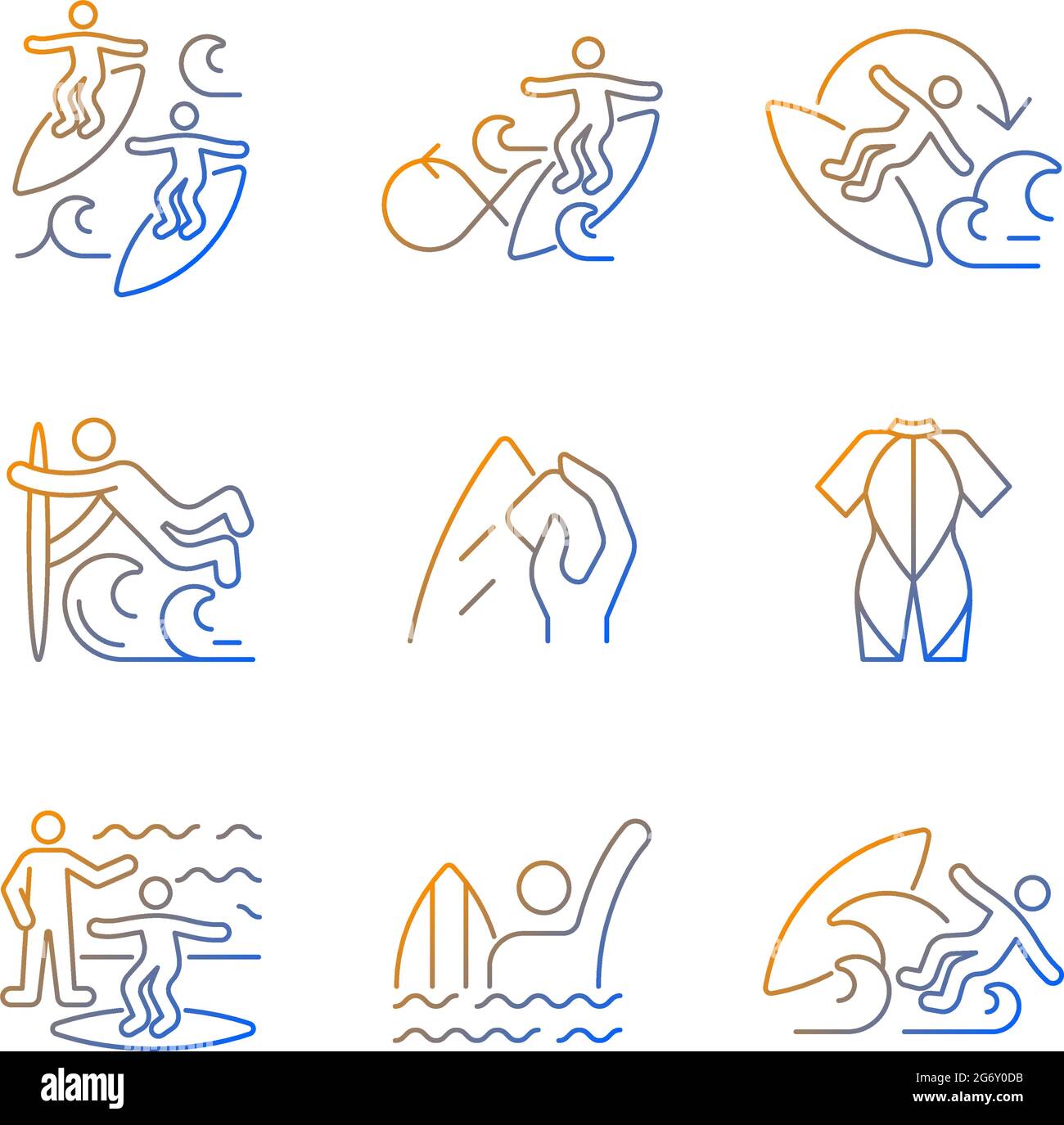 Surface water sport gradient linear vector icons set Stock Vector Image ...