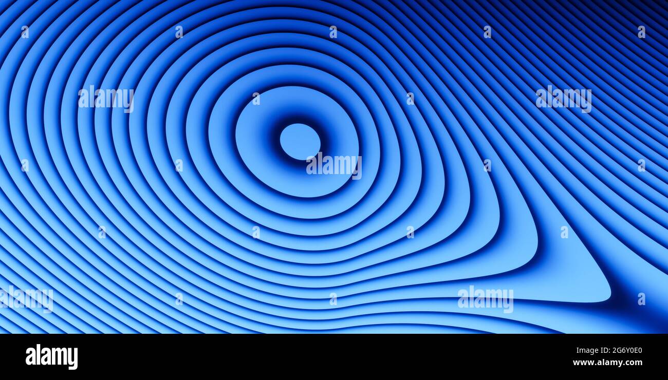 Blue wavy flowing bands with rings, elegant circular lines or curves ...