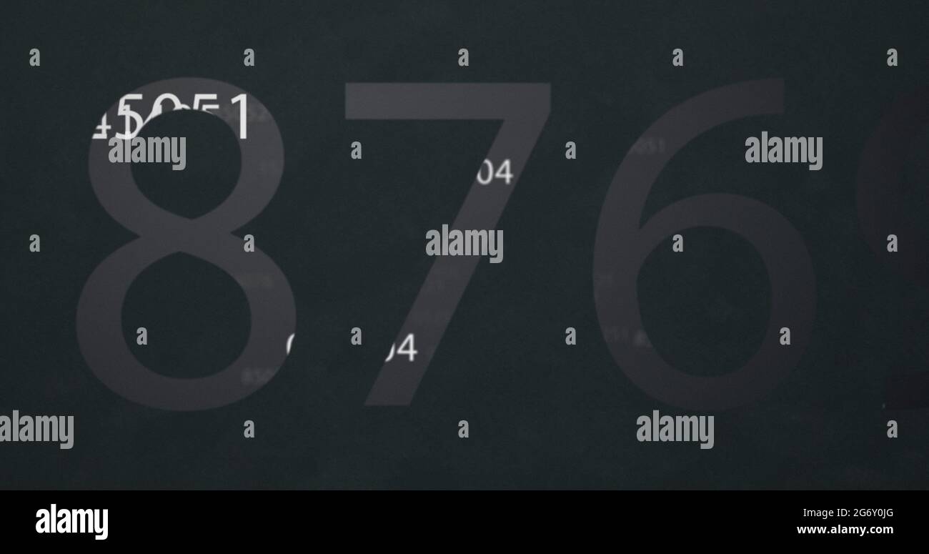 Multiple white numbers rising growing changing image Stock Photo - Alamy
