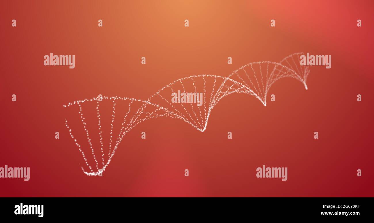 3D DNA structure forming against orange background Stock Photo - Alamy