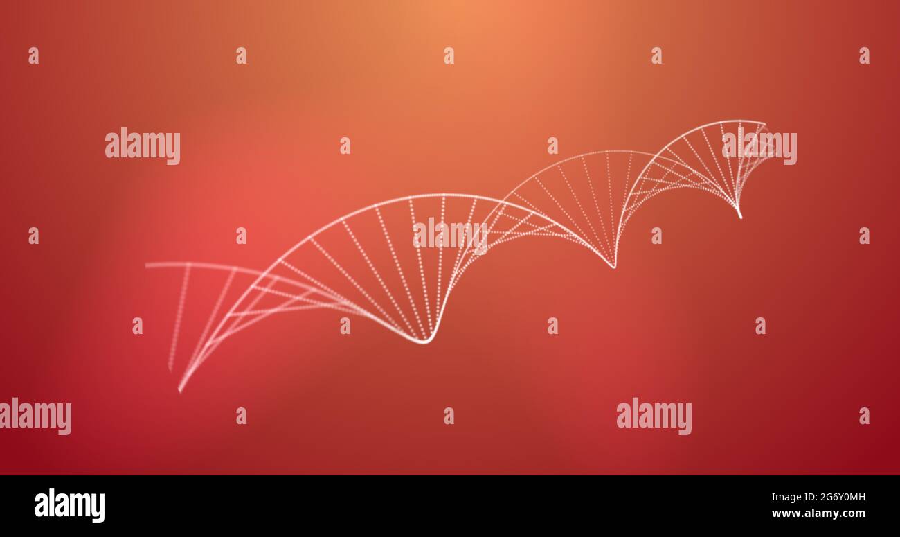 3D DNA structure forming against orange background Stock Photo - Alamy
