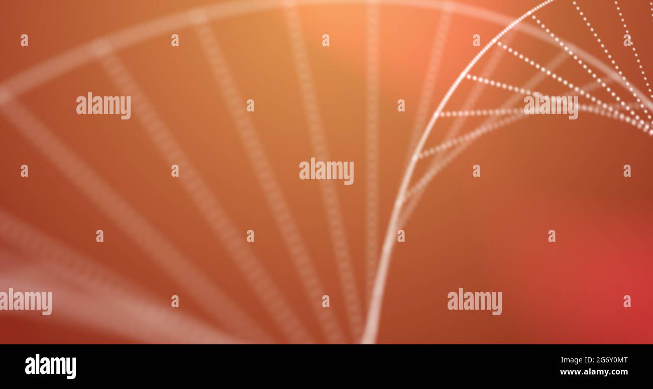 3D DNA structure forming against orange background Stock Photo - Alamy