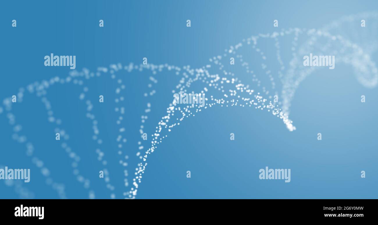 3D DNA structure forming against blue background Stock Photo - Alamy