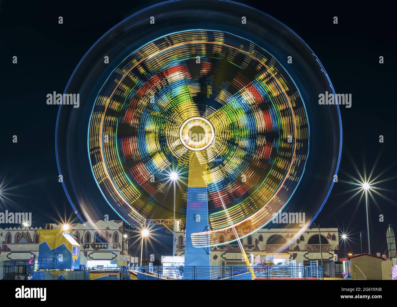 DUBAI, UNITED ARAB EMIRATES - Mar 06, 2018: long exposure of carousel ...