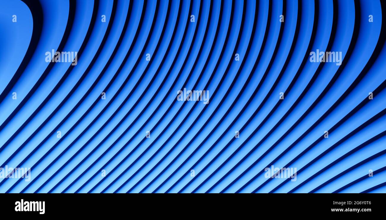 Blue wavy flowing bands, elegant lines or curves, abstract virtual ...