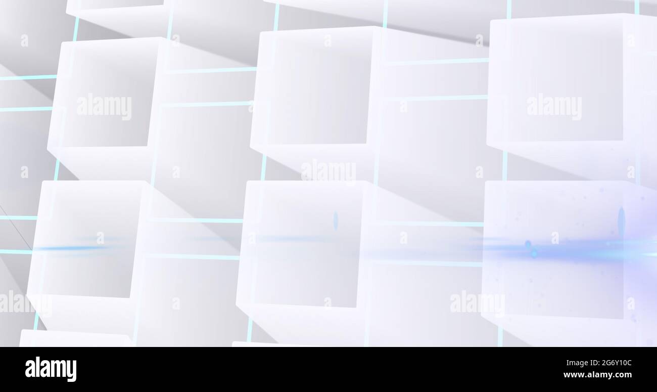 Image of glowing network of 3d white square shapes Stock Photo - Alamy