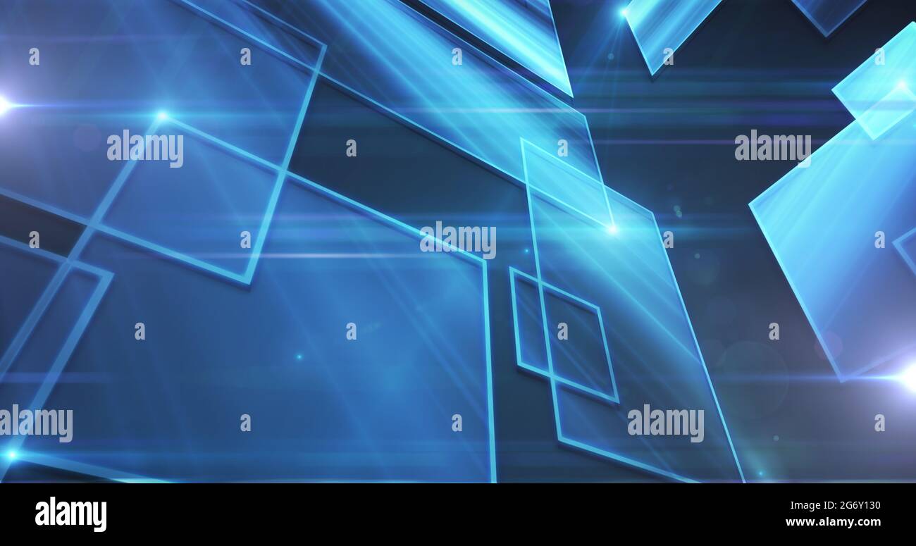 Image of digital network of connections with blue glowing squares Stock ...