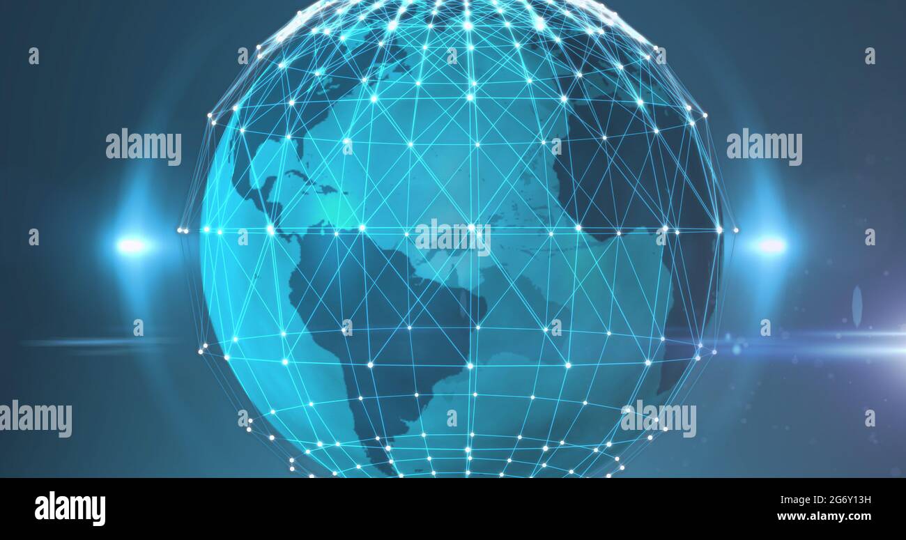 Image of digital network of connections with globe Stock Photo - Alamy