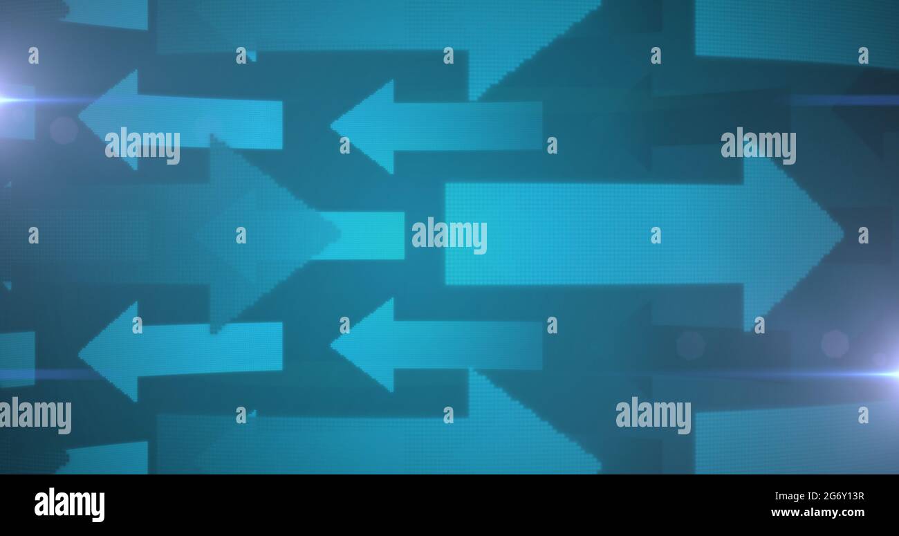 Image of digital interface with glowing blue arrows Stock Photo - Alamy