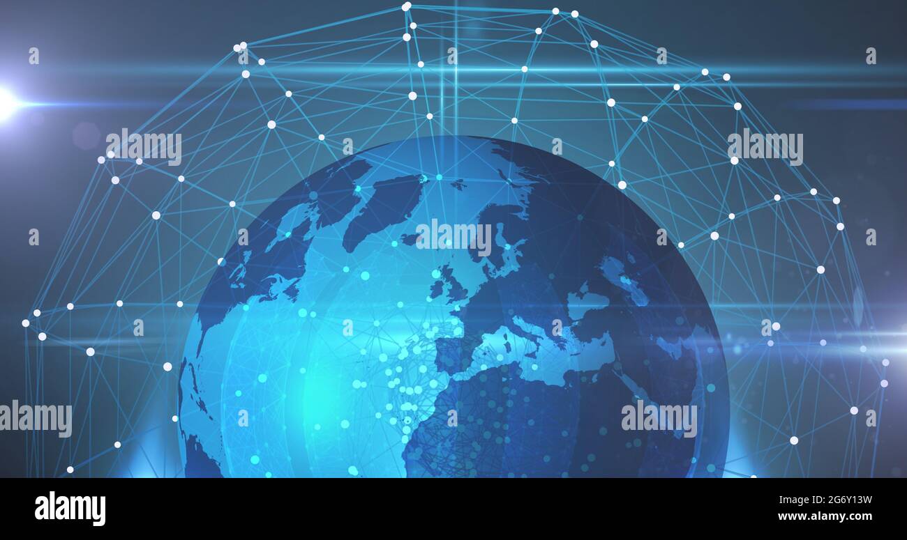 Image of digital network of connections with globe Stock Photo - Alamy