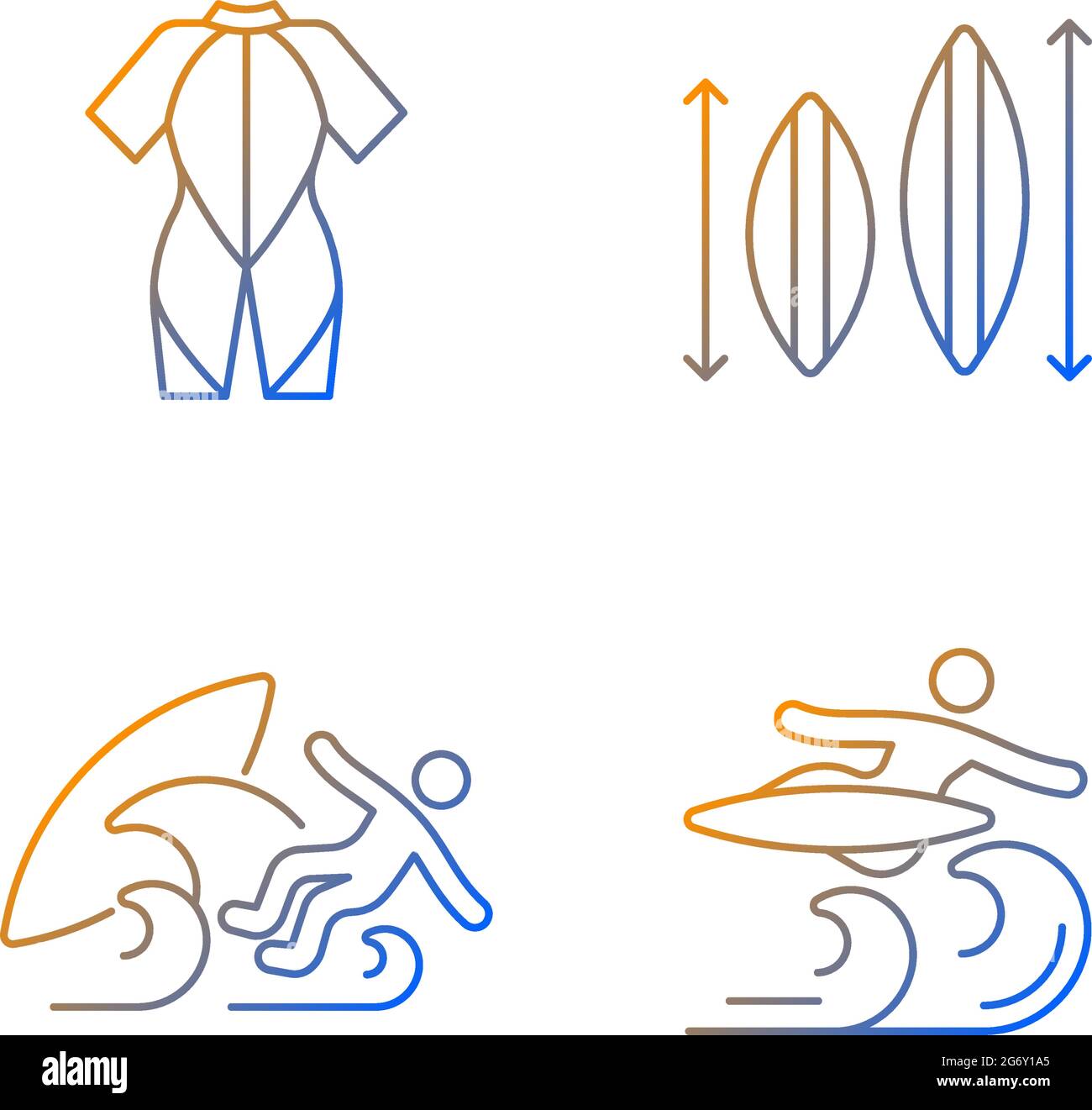Surf riding gradient linear vector icons set Stock Vector Image & Art - Alamy