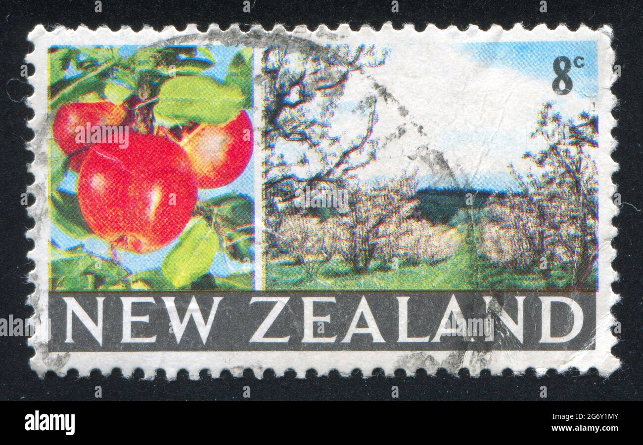 NEW ZEALAND - CIRCA 1968: stamp printed by New Zealand, shows apple ...