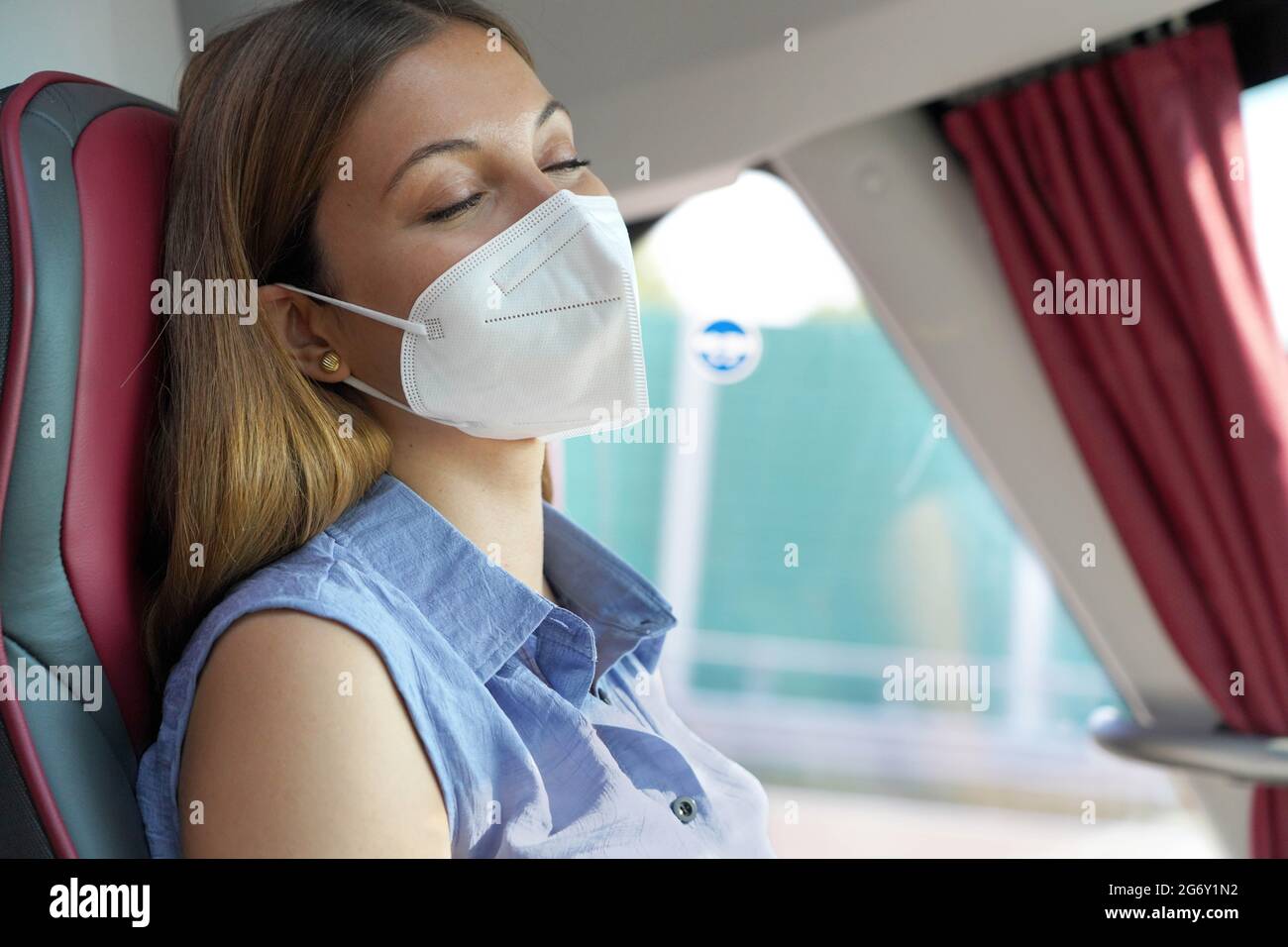 Woman bus sleeping hi-res stock photography and images - Alamy
