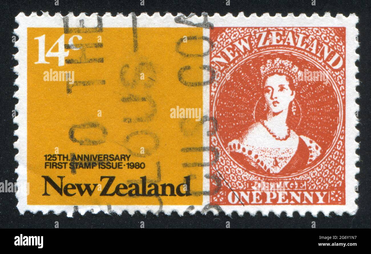 NEW ZEALAND - CIRCA 1980: stamp printed by New Zealand, shows one penny ...