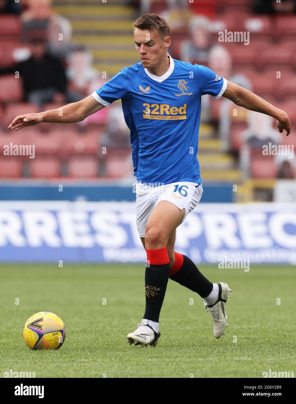 Rangers' Lewis Mayo during the pre-season match at Firhill Stadium ...