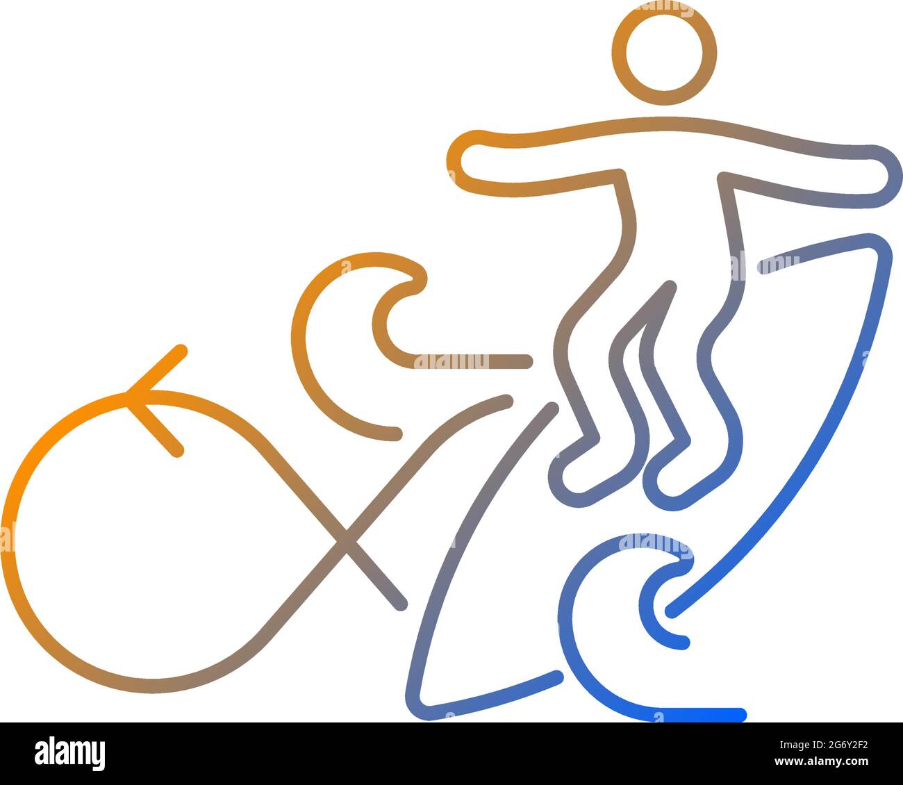 Performing roundhouse cutback in surfing gradient linear vector icon ...